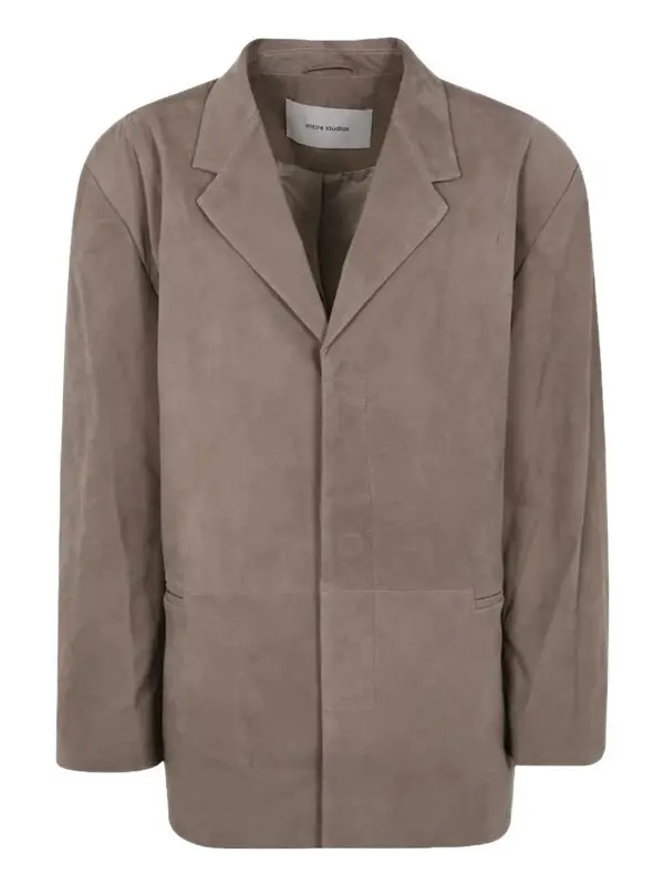 ENTIRE STUDIOS Single-breasted Leather Jacket - Gray