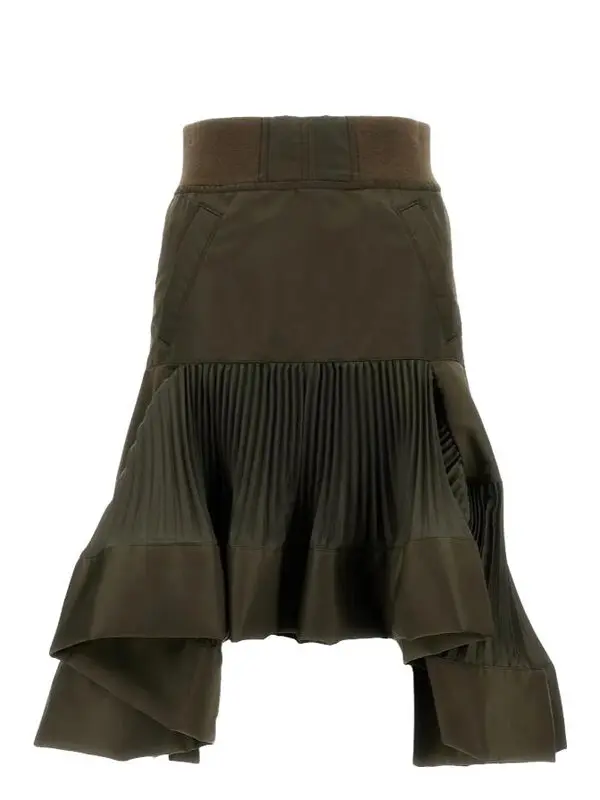 Sacai Asymmetrical Pleated Skirt - Green