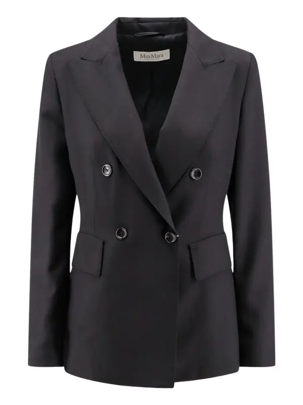 Max Mara Sanna Double-breasted Long-sleeved Jacket With Buckle Lapels - Black