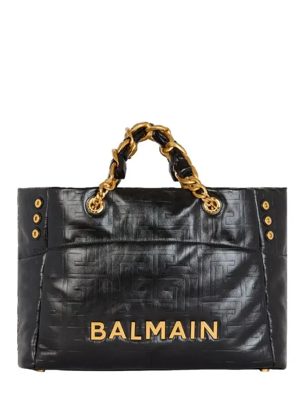 Balmain 1945 Soft Crackled Tote Bag - Black