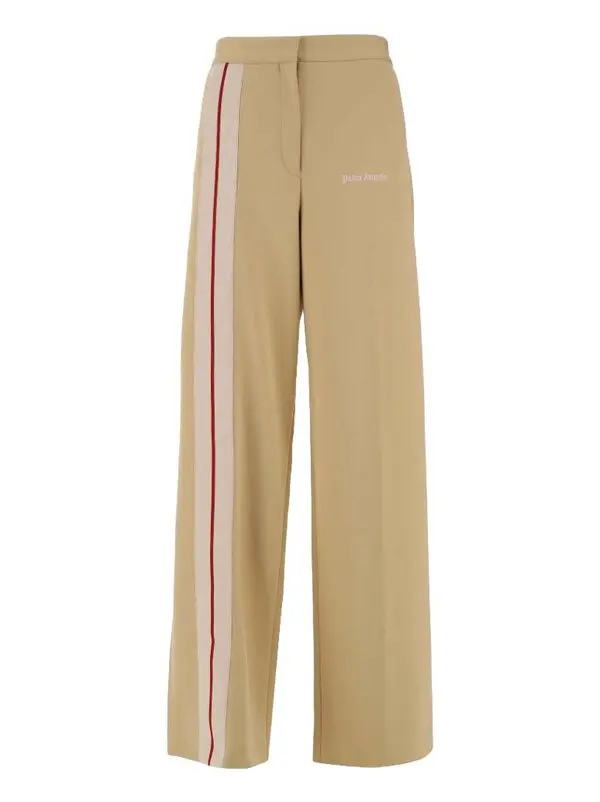 Palm Angels Logo Print Wide Leg Trousers - Nude