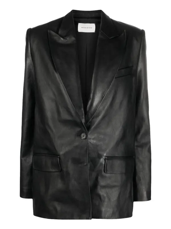 Magda Butrym Peak Lapel Sheepskin Blazer - Black