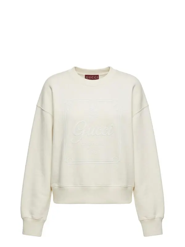 Gucci Cotton Jersey Sweatshirt With Embossed Print - Ivory