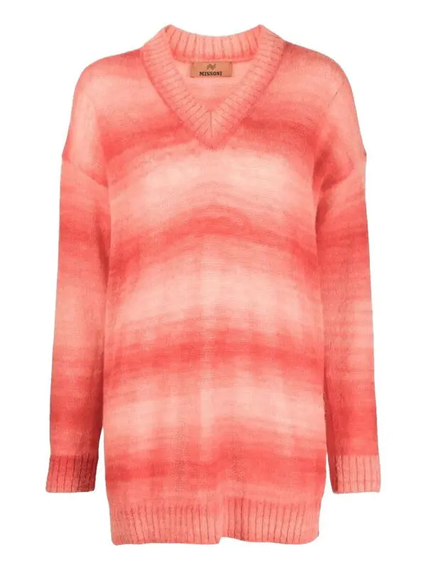 Missoni Striped V-neck Knitted Jumper - Pink