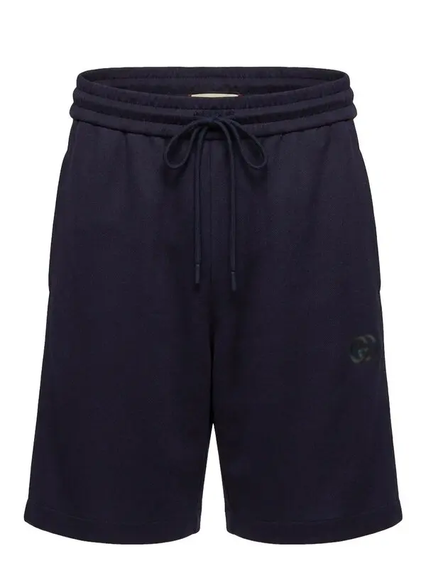 Gucci Technical Jersey Shorts With Embroidery - Dark Blue