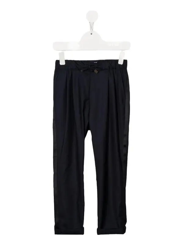 Brunello Cucinelli Mid-rise Slim-cut Trousers With Side Stripe Detail - Black