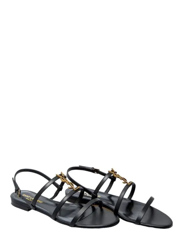 Saint Laurent Cassandra Flat Sandals - Black