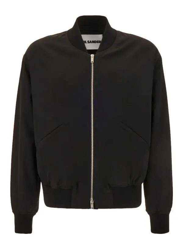 JIL SANDER Zip-up Bomber Jacket - Black