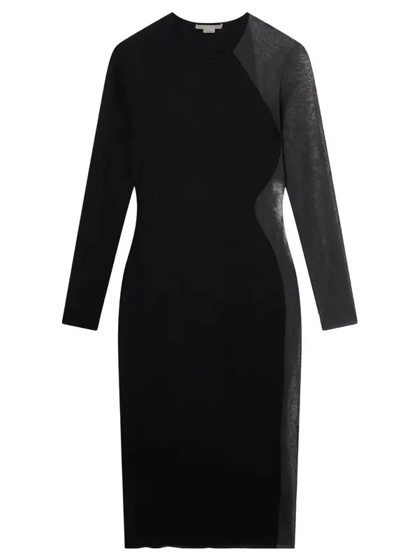 Stella McCartney Miracle Midi Dress With Crewneck And Long Sleeves - Black