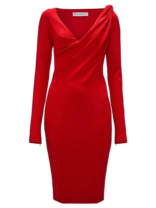 J.W.ANDERSON Jw Anderson V-neck Ruched Midi Dress - Red