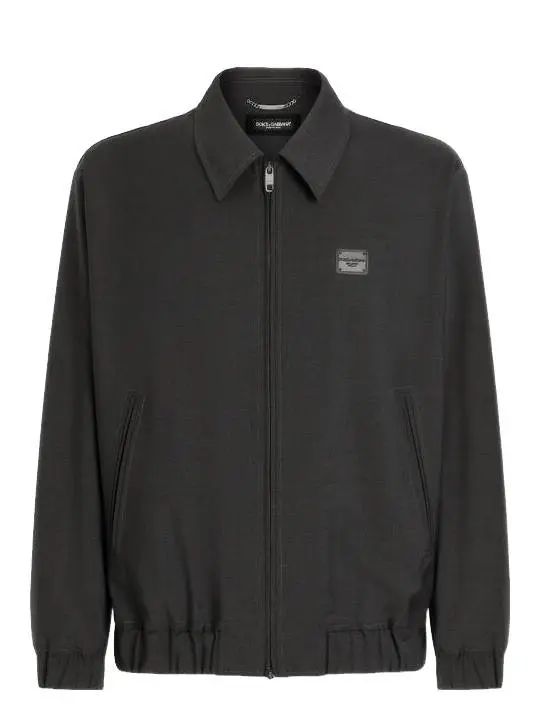 Dolce & Gabbana Zip-up Jacket With Logo Tag - Grey