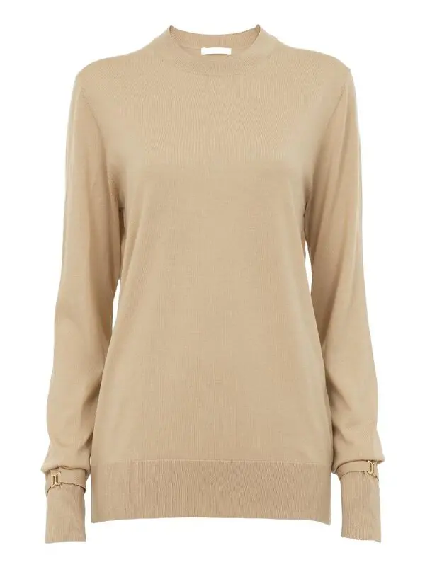Chloé Crewneck Knitted Jumper With Ribbed Cuffs - Nude