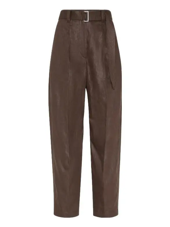 Brunello Cucinelli Belted Straight-leg Trousers - Brown