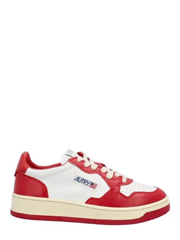 AUTRY Two-tone Panelled Lace-up Sneakers - Red