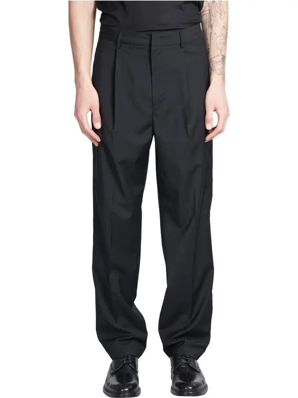 Emporio Armani Pleated Oversized Trousers - Black