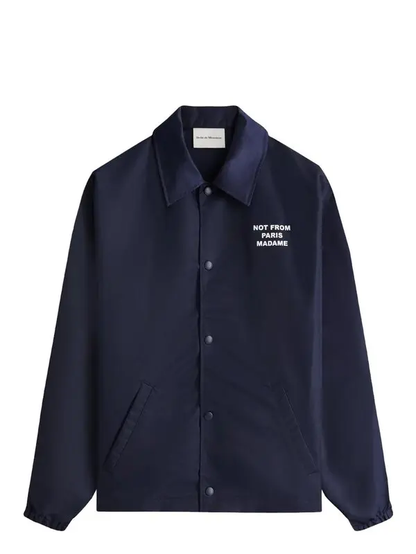 Drole De Monsieur Not From Paris Madame" Slogan Lightweight Button-up Jacket - Black