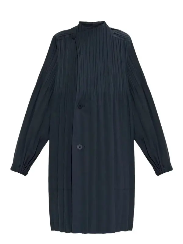 PLEATS PLEASE BY ISSEY MIYAKE Pleated A-line Coat - Black