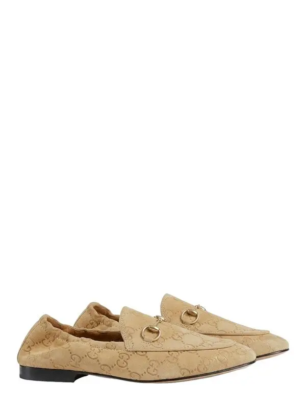 Gucci Horsebit Ruched Flat Mules - Beige