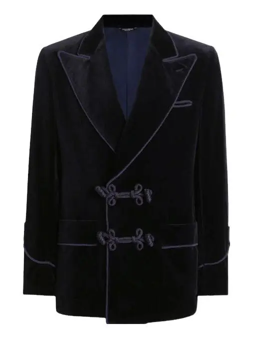 Dolce & Gabbana Double-breasted Sicilia Jacket With Trim Detail - Blue