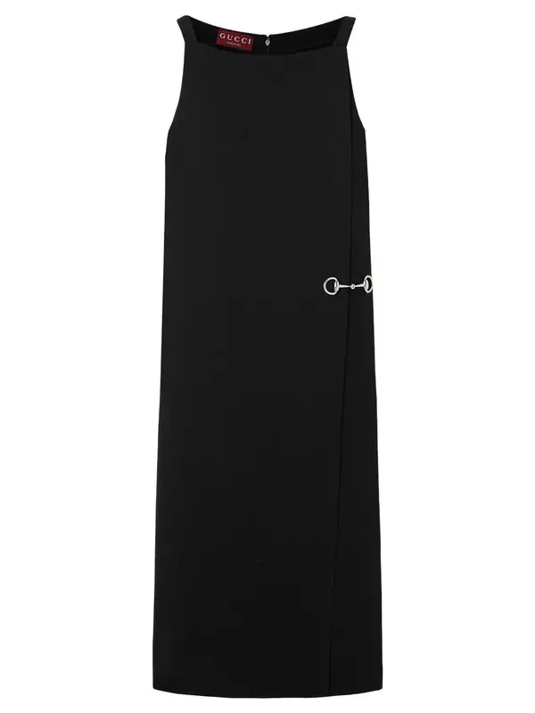 Gucci Heavy Sable Dress With Horsebit Detail - Black
