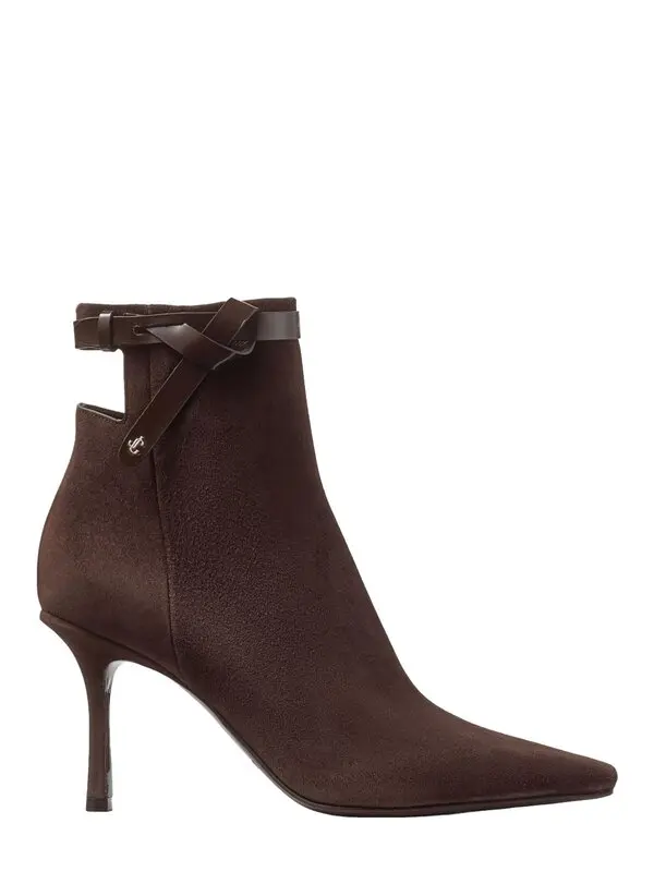 JIMMY CHOO 85mm Suede Ankle Boots With Cutout Detailing - Black