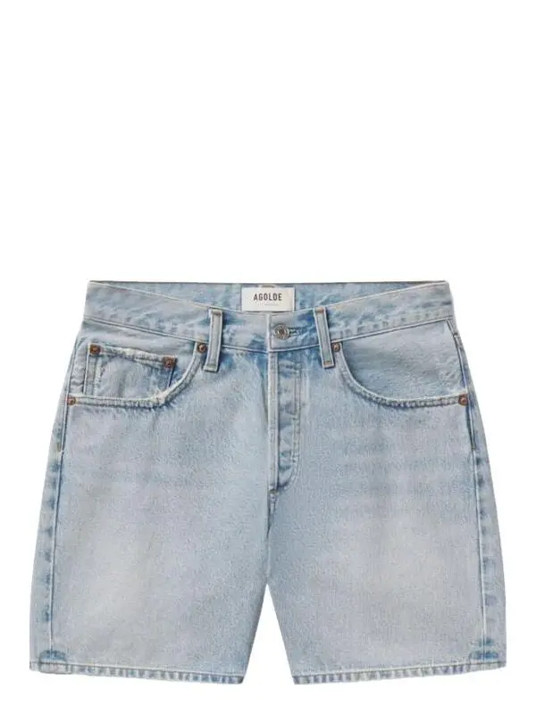 AGOLDE V-waist Wide-leg Denim Shorts - Gray