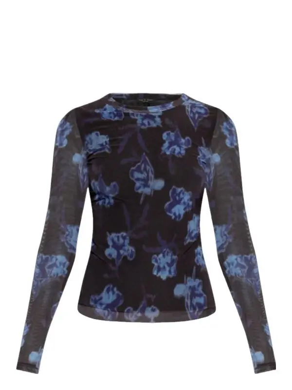 Rag & Bone Floral Motif Knit Top - Black