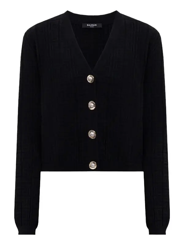 Balmain V-neck Buttoned Cardigan - Black