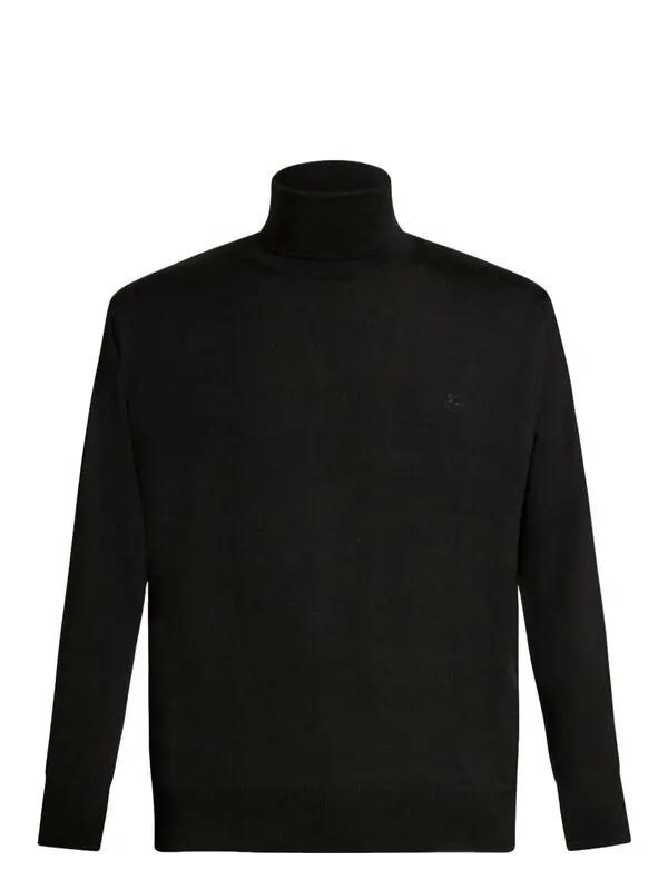 Etro Pegaso Embroidered Turtleneck Jumper - Black