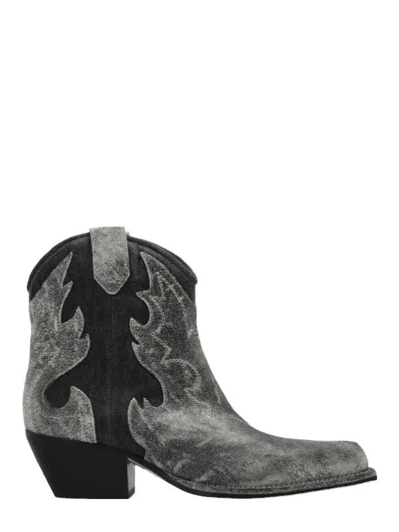 VIC MATIE Western Stitch Ankle Boots - Grey