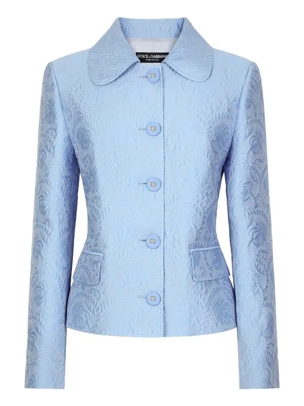 Dolce & Gabbana Jacquard Buttoned Jacket - Sky-blue