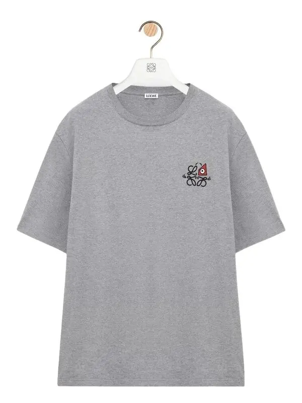 Loewe Logo Embroidered Crewneck T-shirt - Grey