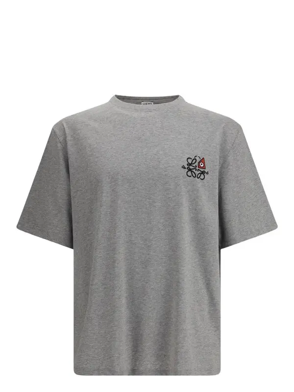 Loewe Logo Embroidered Crewneck T-shirt - Grey