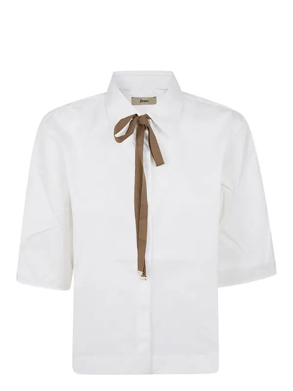 Herno Short Sleeve Shirt With Tie Detail - White