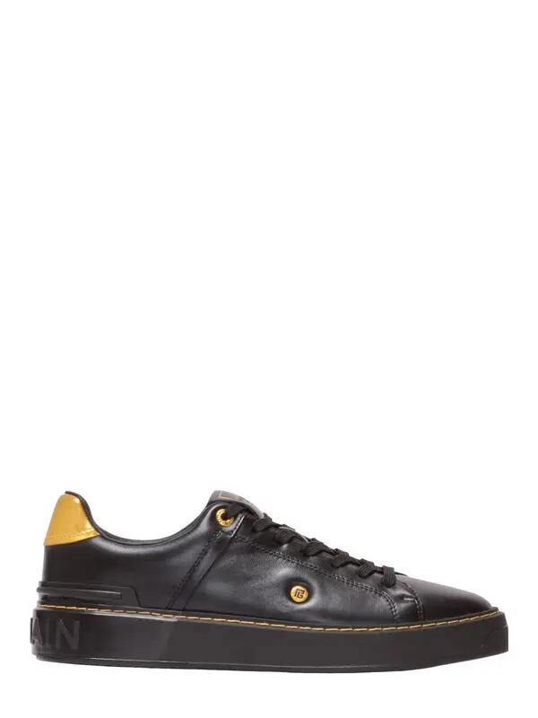 Balmain B-court Calfskin Lace-up Sneakers - Black