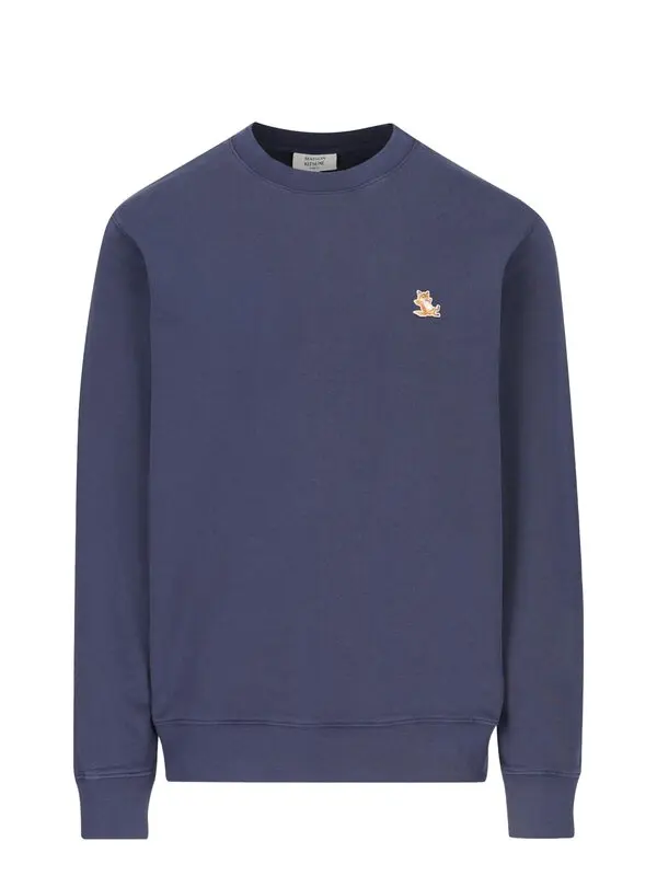 Maison Kitsuné Chillax Fox Patch Crewneck Sweatshirt - Blue