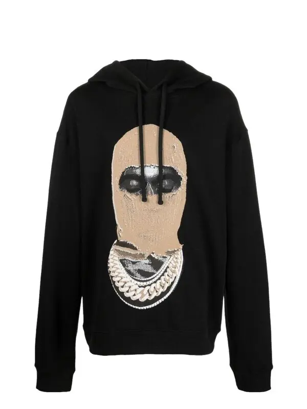 IH NOM UH NIT Graphic Print Pullover Hoodie - Black