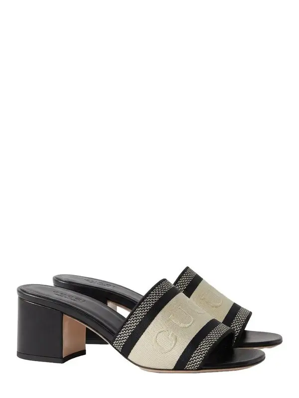 Gucci Logo Strap Heeled Sandals - Black