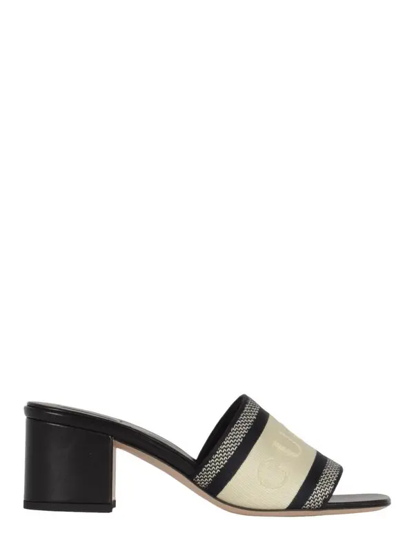 Gucci Logo Strap Heeled Sandals - Black