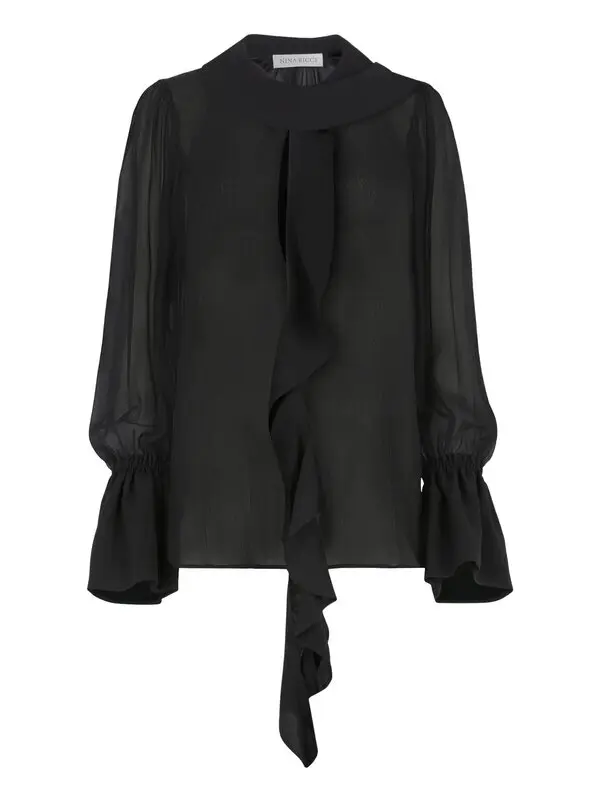 Nina Ricci Lavalliere Ruffled Shirt - Black
