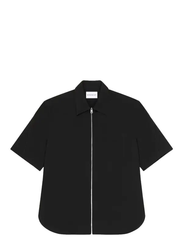 Givenchy Couture Seam Zip-front Short-sleeve Shirt - Black