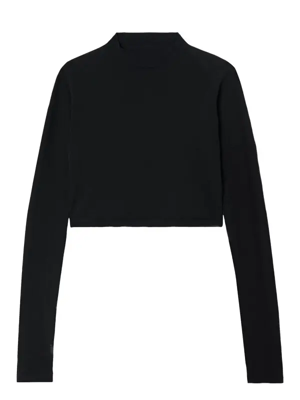 Alaïa Cropped Long Sleeve Top - Black