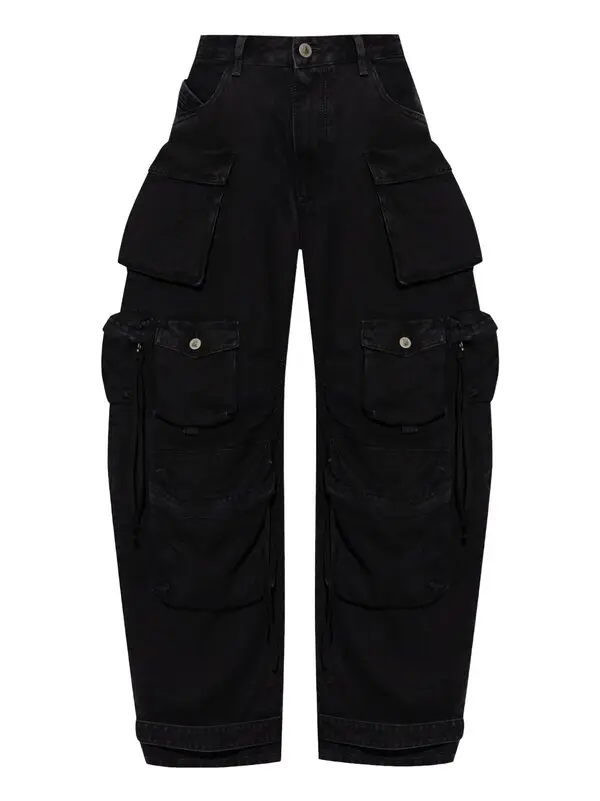 Attico Logo Patch Cargo Jeans - Black