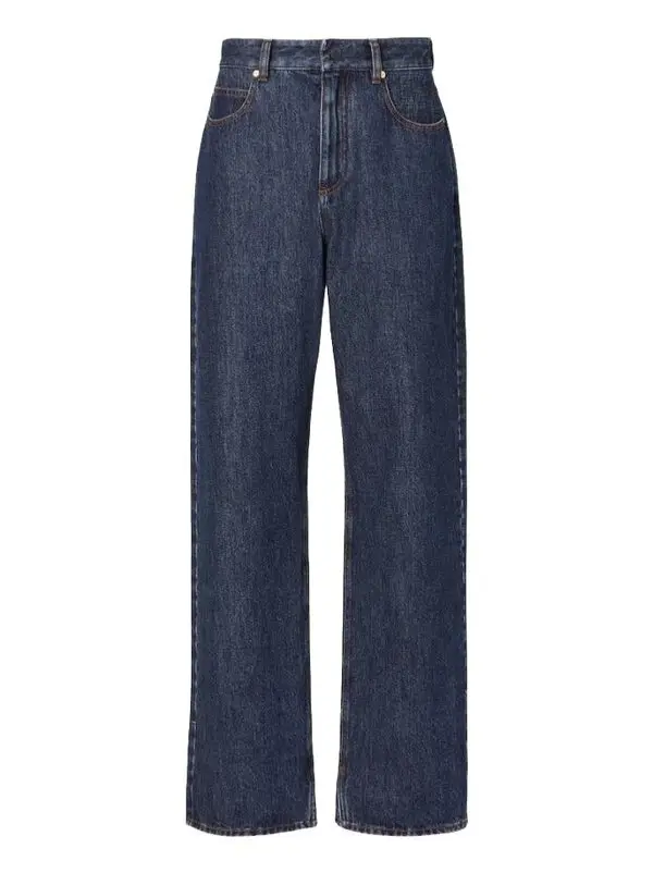 Fendi High-waisted Straight-leg Jeans With Ff Quilted Pocket - Blue