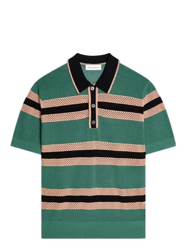 Dries Van Noten Striped Polo Shirt - Pine