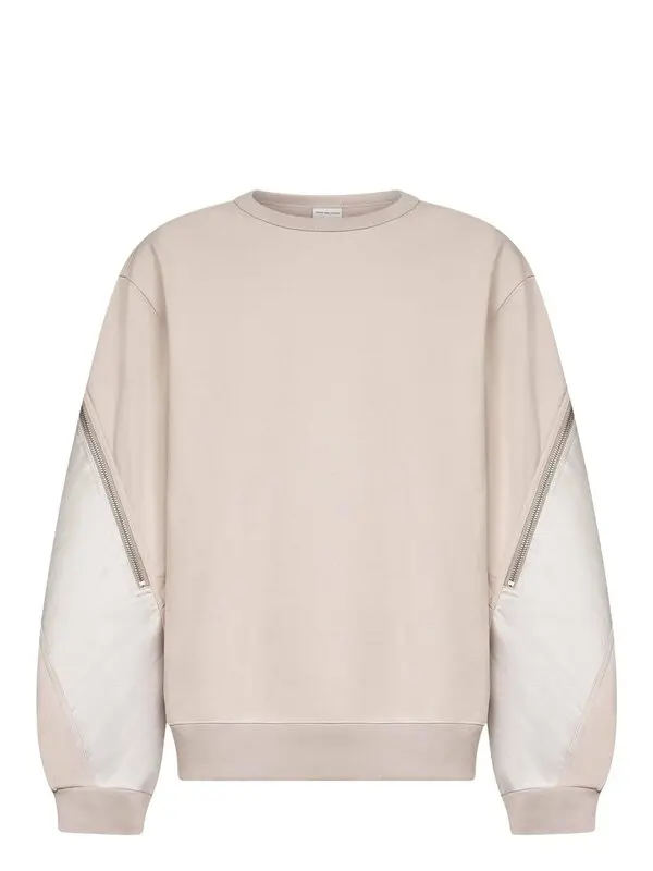 Dries Van Noten Long Sleeve Zip Detailed Sweater - Nude