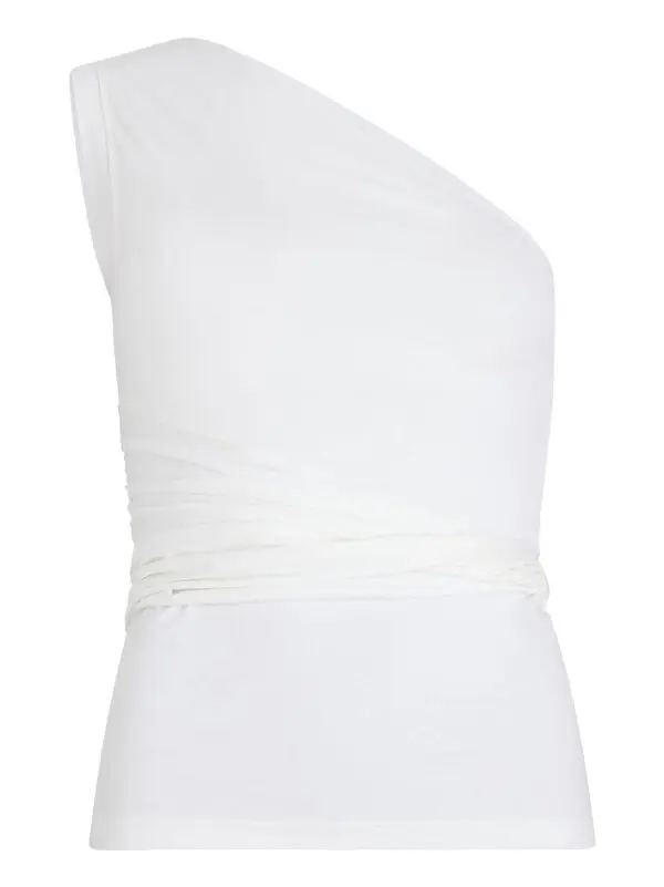 PATOU One-shoulder Cotton Top With Draped Detailing - White