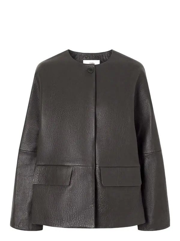 JOSEPH Barbs Paneled Textured-leather Jacket - Brown