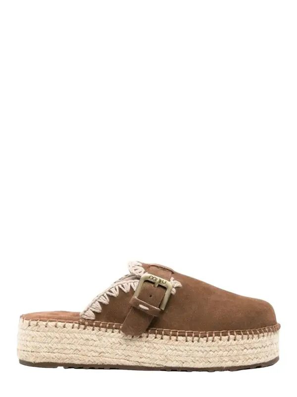 Mou Platform Buckle Clogs - Nude