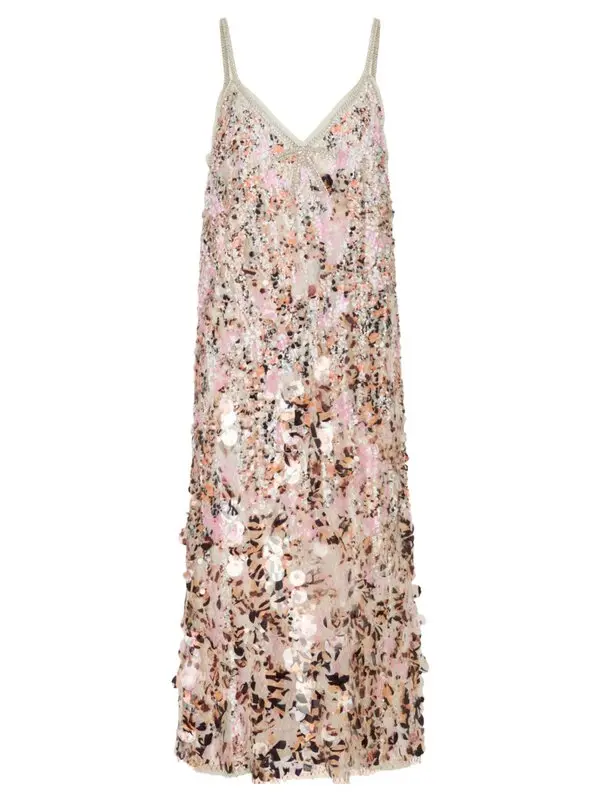 Marni Sequin Embellished Midi Dress - Pinksand